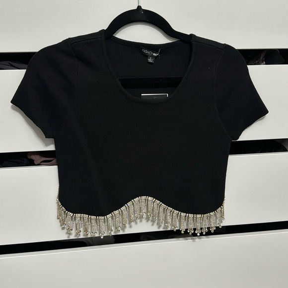 Fashion Nova | Tops | Fashion Nova Rhinestone Crop Top | Poshmark